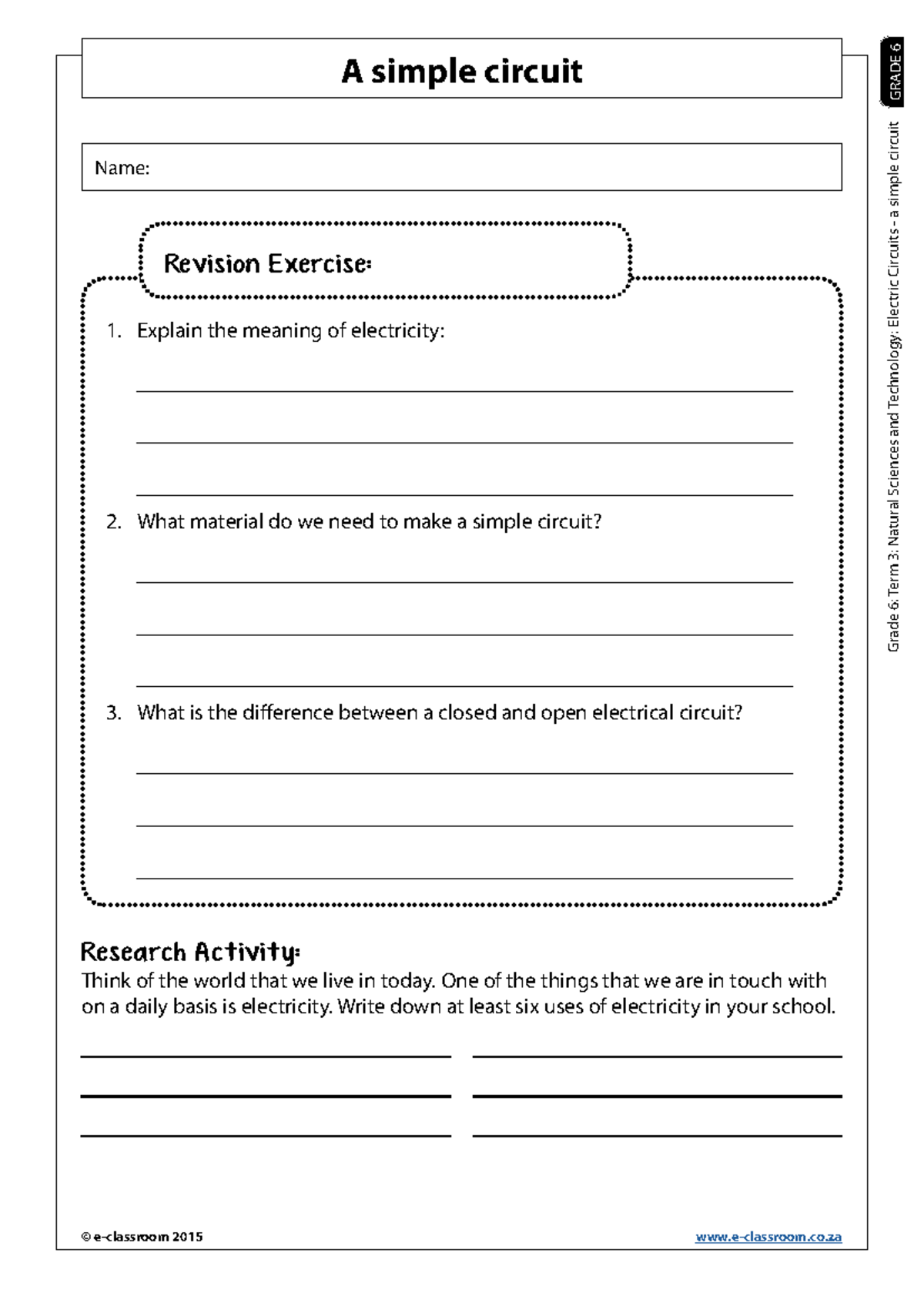 1674827162 electrical circuits revision exercise - GRADE 6 Grade 6 ...