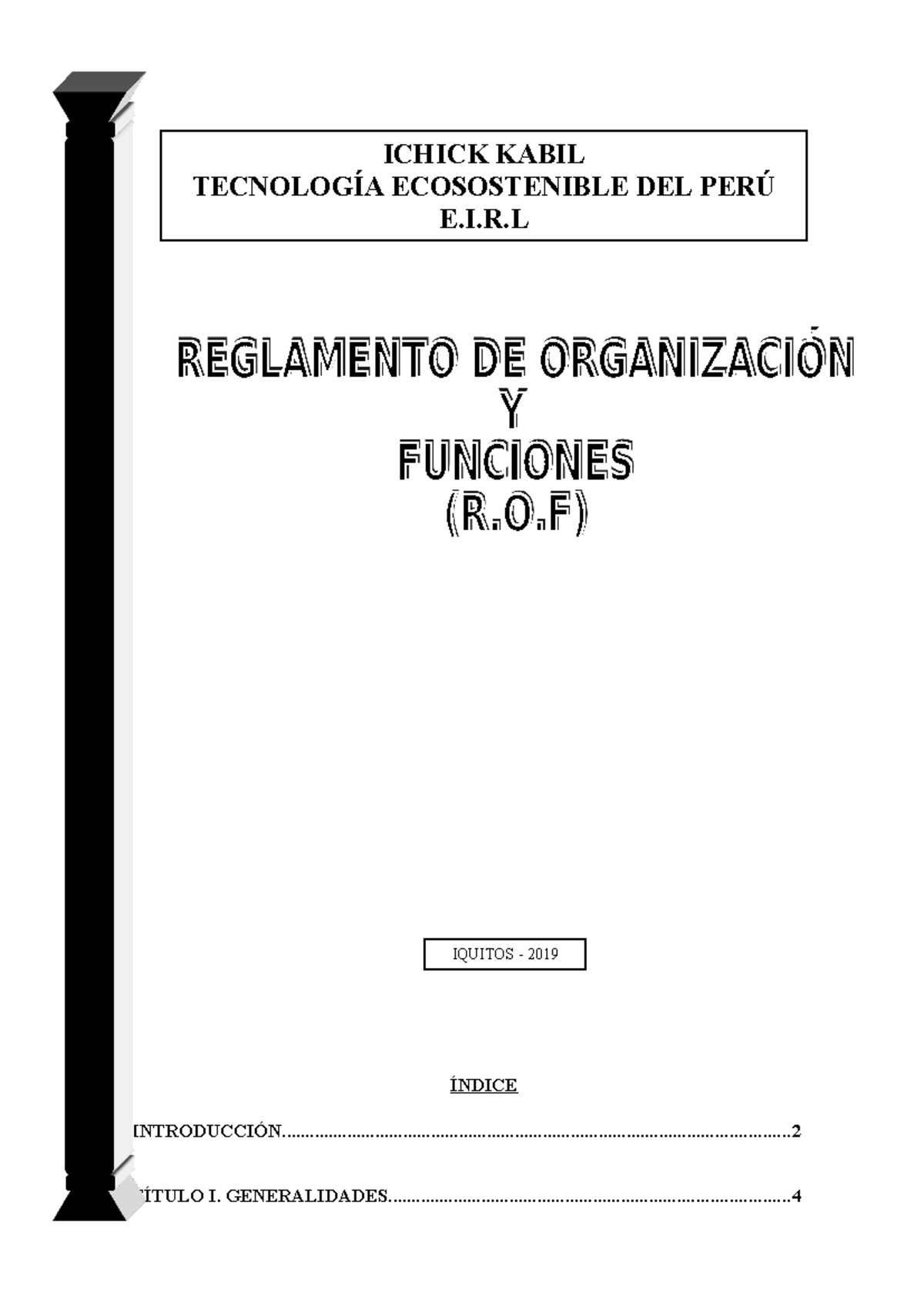 ROF 2019 - Ichick kabil - REGLAMENTO - ÍNDICE - Studocu