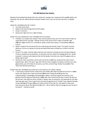 SCS 100 Module Two Activity -A. Locke - SCS 100 Module Two Activity ...