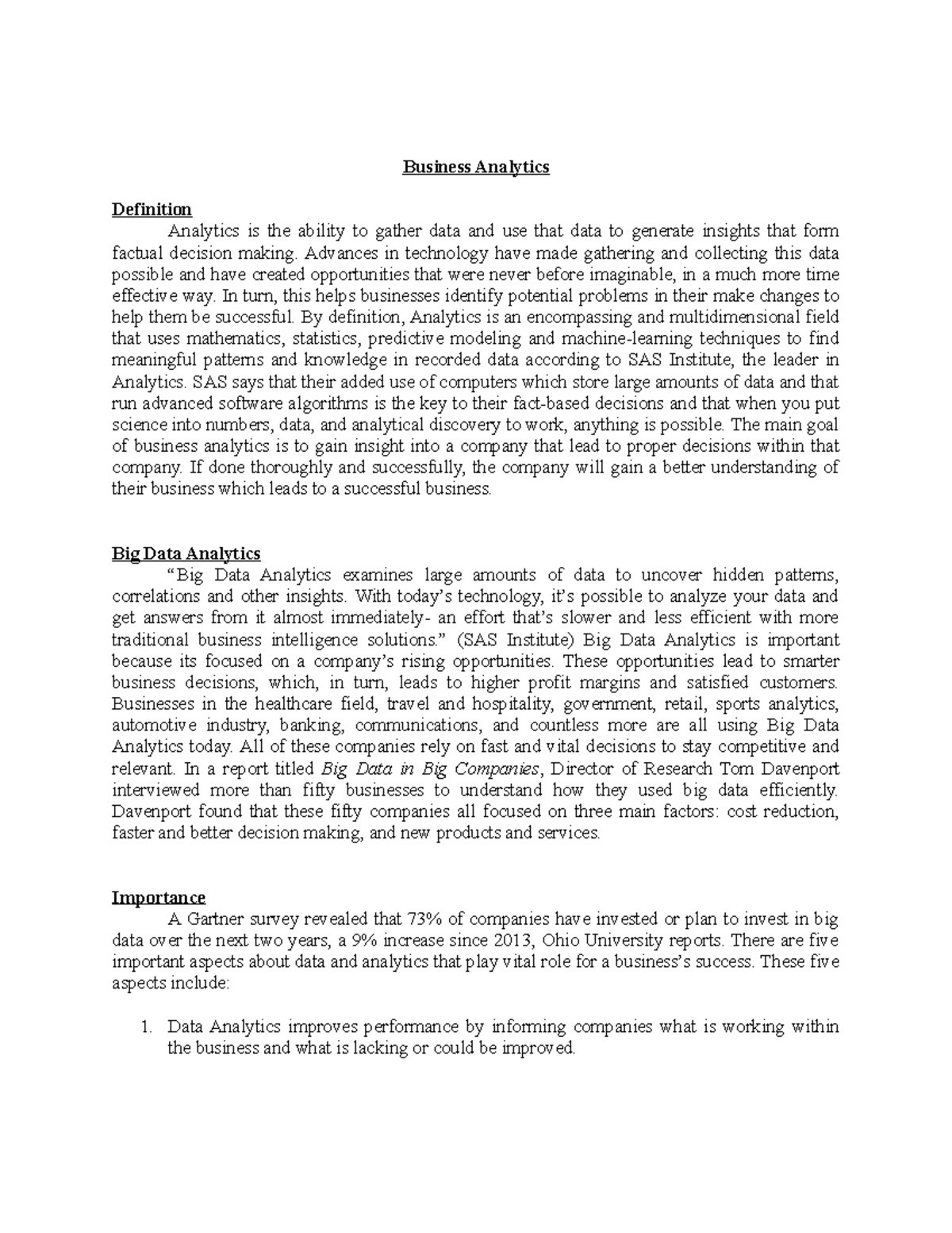 Ban 122 hw 3a - Mandatory writing assignment - Business Analytics ...