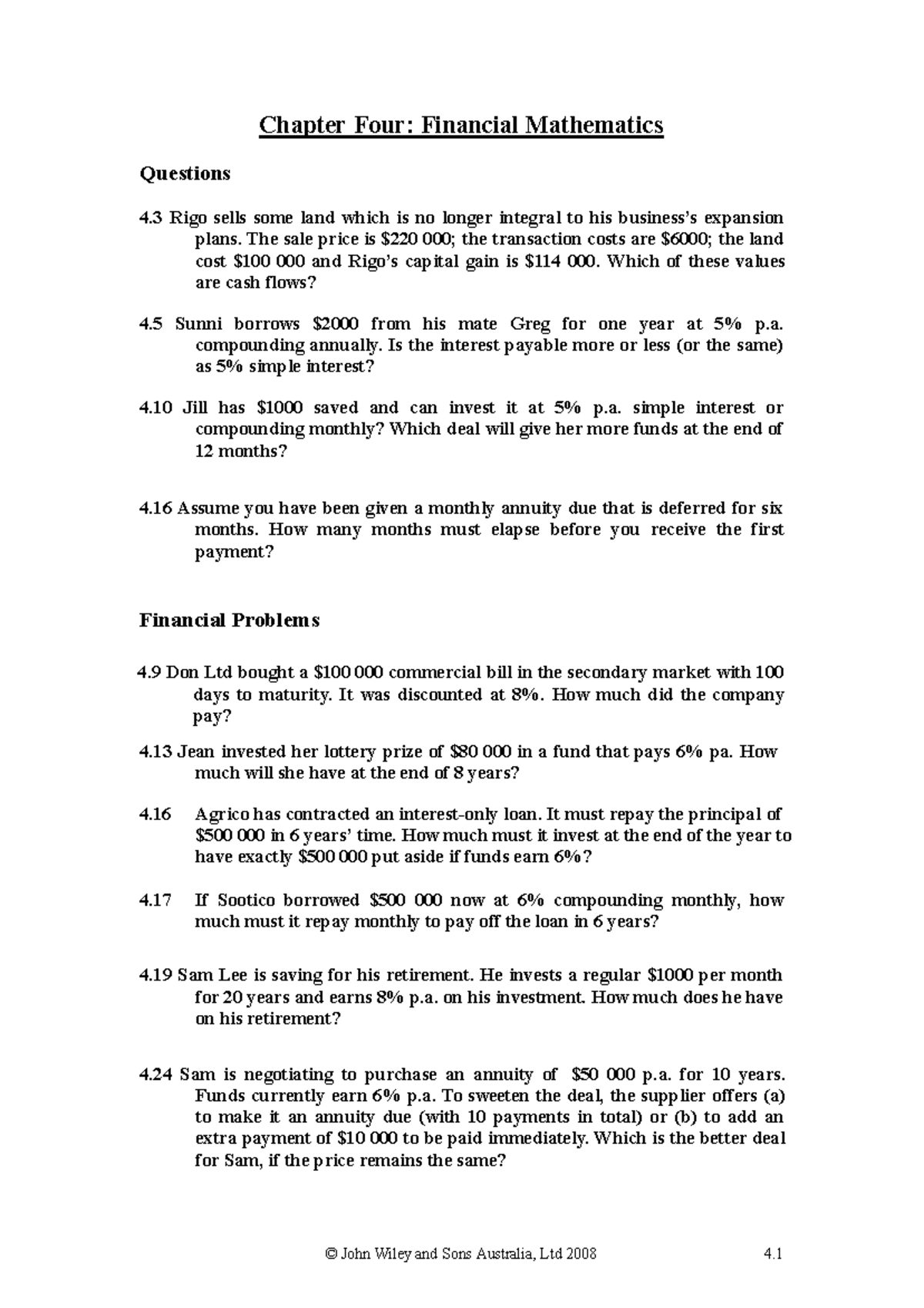 Chapter 4 Tutorial Questions - © John Wiley and Sons Australia, Ltd ...