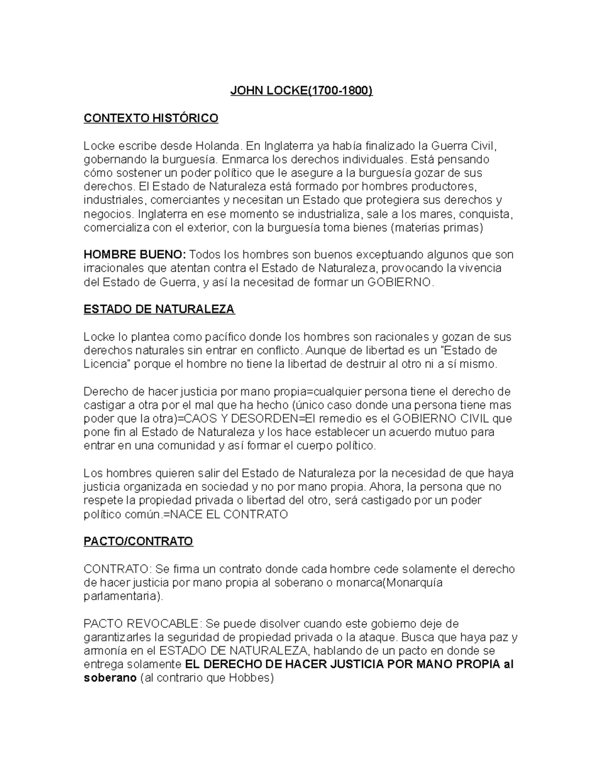 JOHN Locke - resumen segundo tratado sobre el gobierno civil - JOHN ...