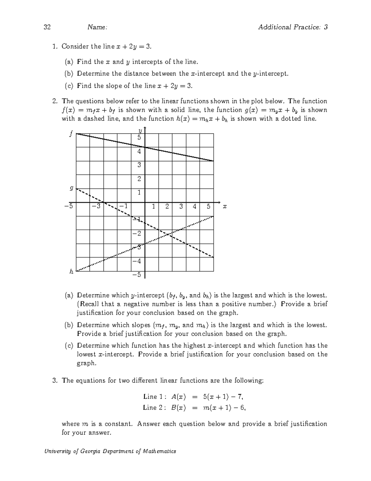 Additional pratice for 1.3 - 32 Name: Additional Practice: 3 Consider ...