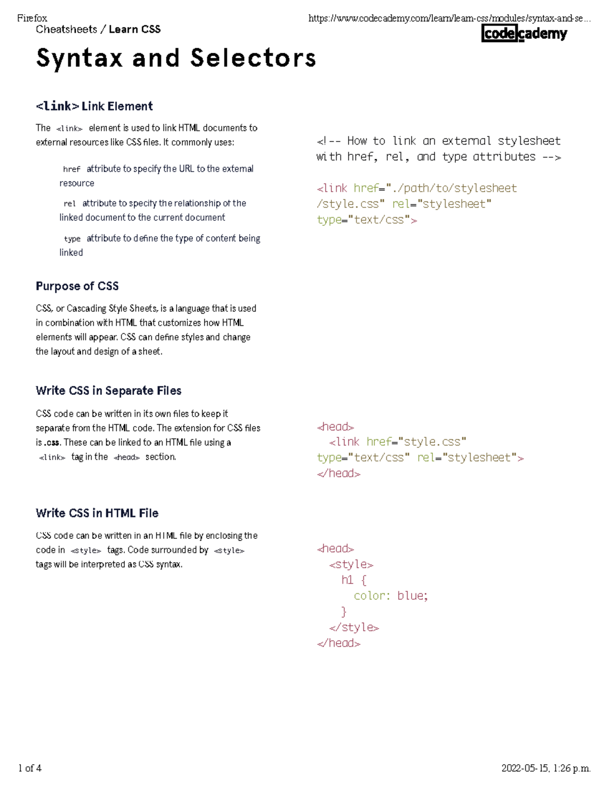 CSS1 - Responsive Web Design - The element is used to link HTML ...