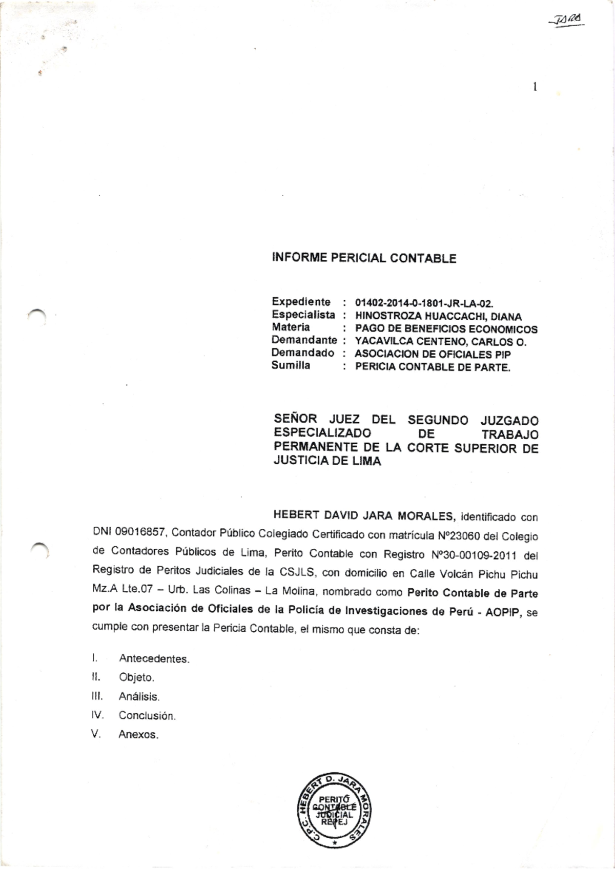 Modelo Informe Pericial Contable - 3¿tá 1 INFORME PERICIAL CONTABLE ...
