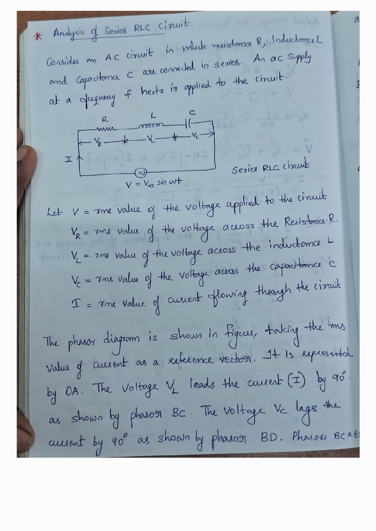 Electrical note module 3 - Analysis of Series RLC circuit Consider an A ...