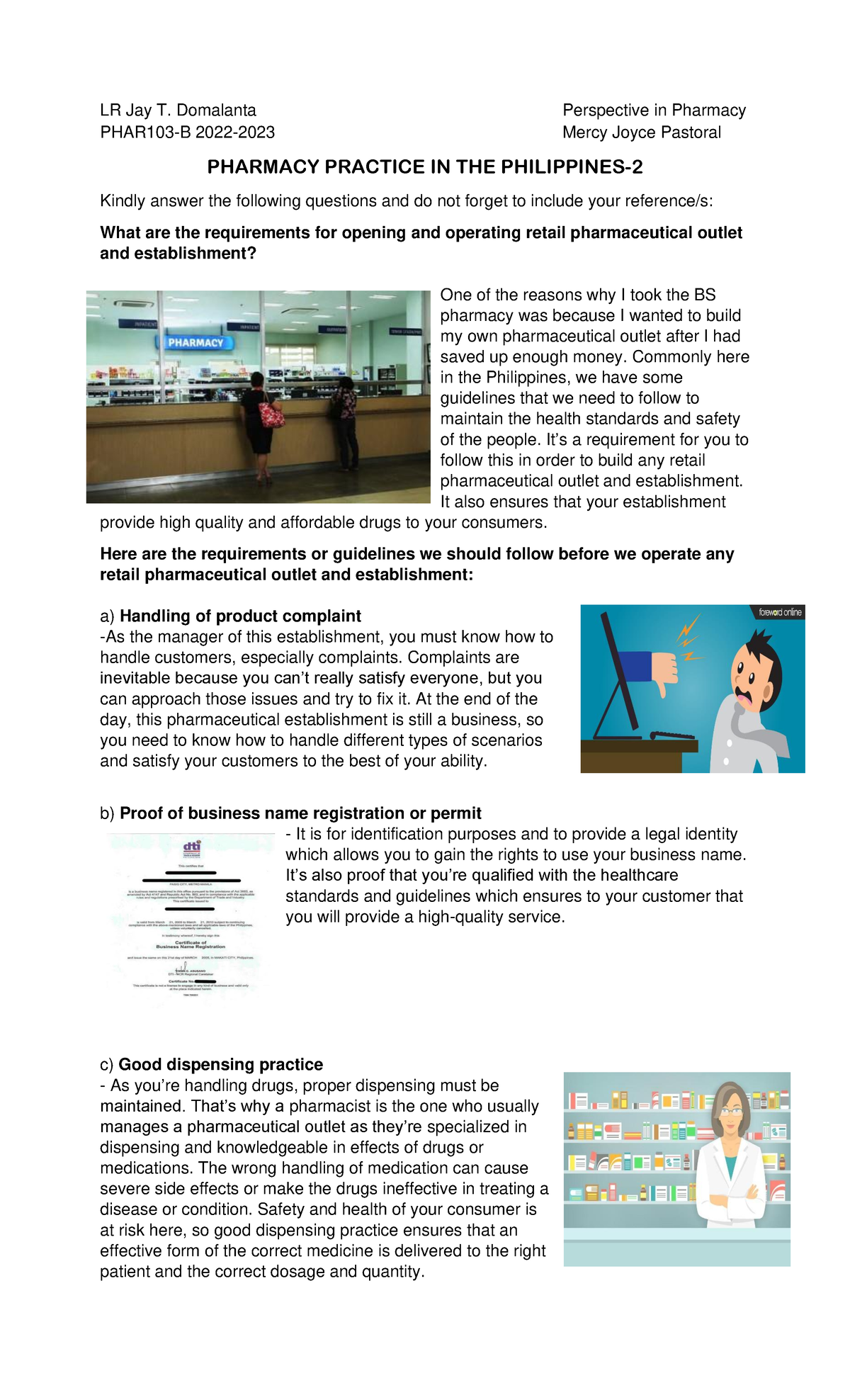 Perspective IN Pharmacy- Requirements - LR Jay T. Domalanta Perspective ...