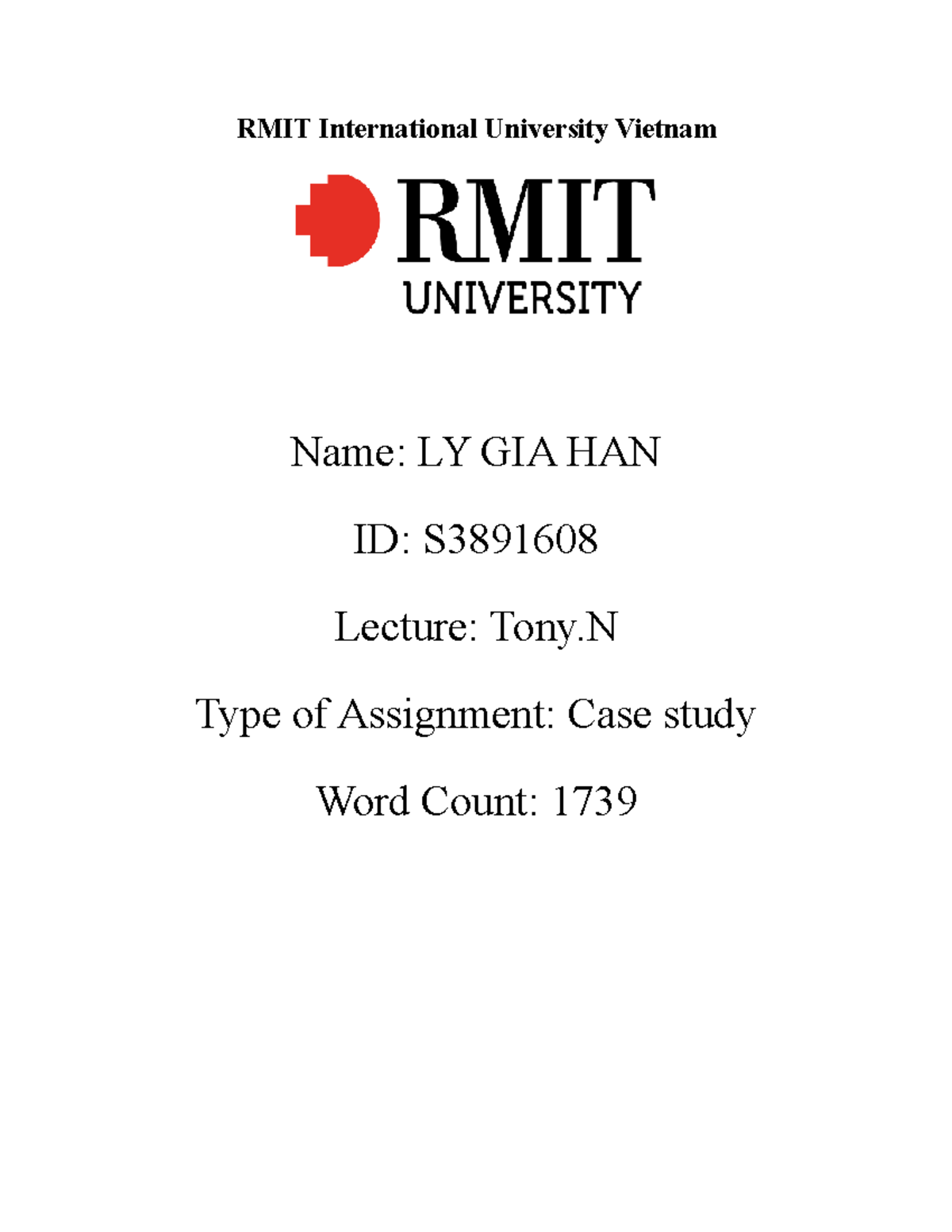 SGS-ASM2 ITM-S3891608-LY GIA HAN - RMIT International University ...