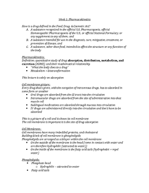 Week 5 - LECTURE NOTES - Week 5: Pharmacodynamics Pharmacodynamics ...