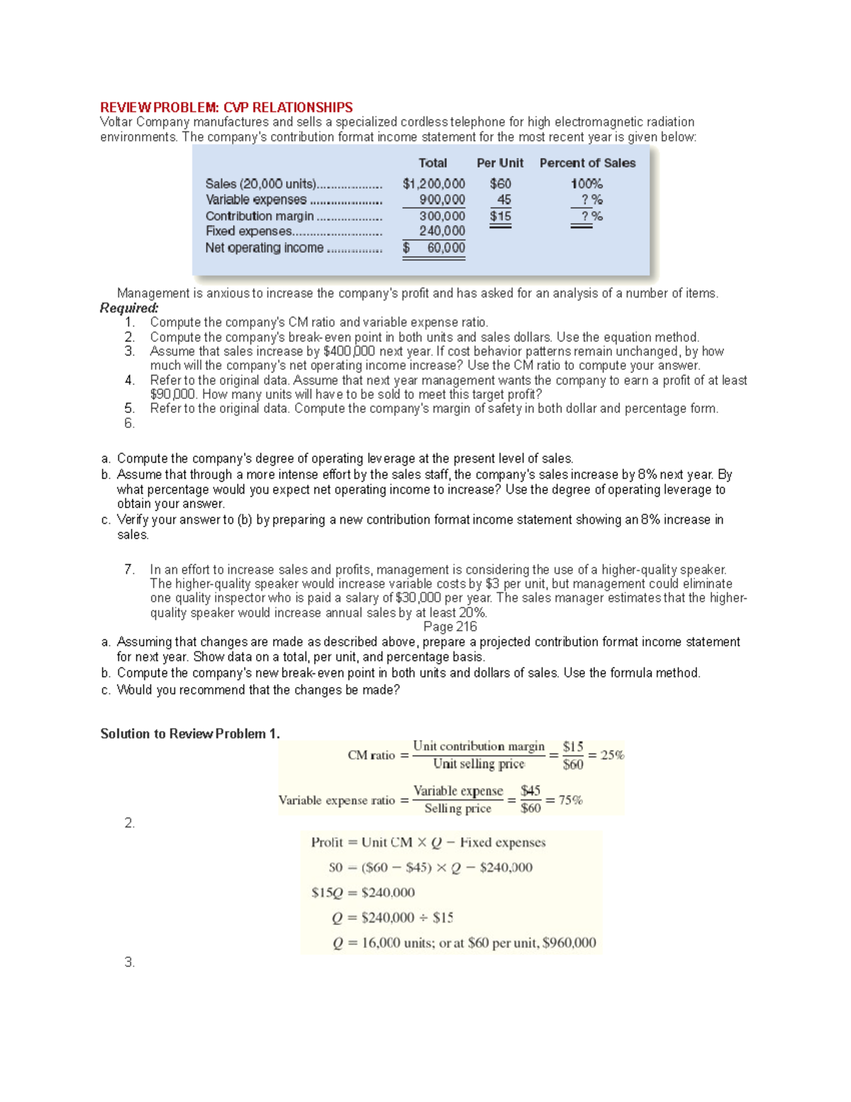 Chap05-Rev - Hbbnnbbb ghbnnb nnv. Hbbn bbnn nnvv nnb. Nnb. Bnn. B. - REVIEW PROBLEM: CVP - Studocu