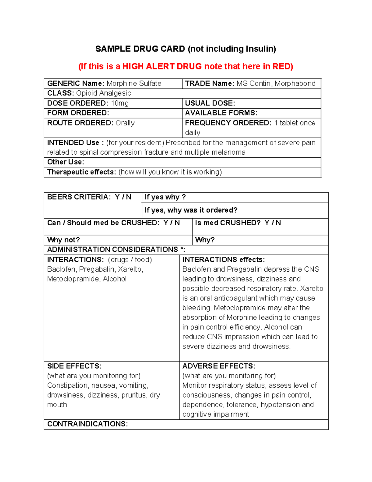Sample DRUG CARD (not including Insulin) - SAMPLE DRUG CARD (not ...
