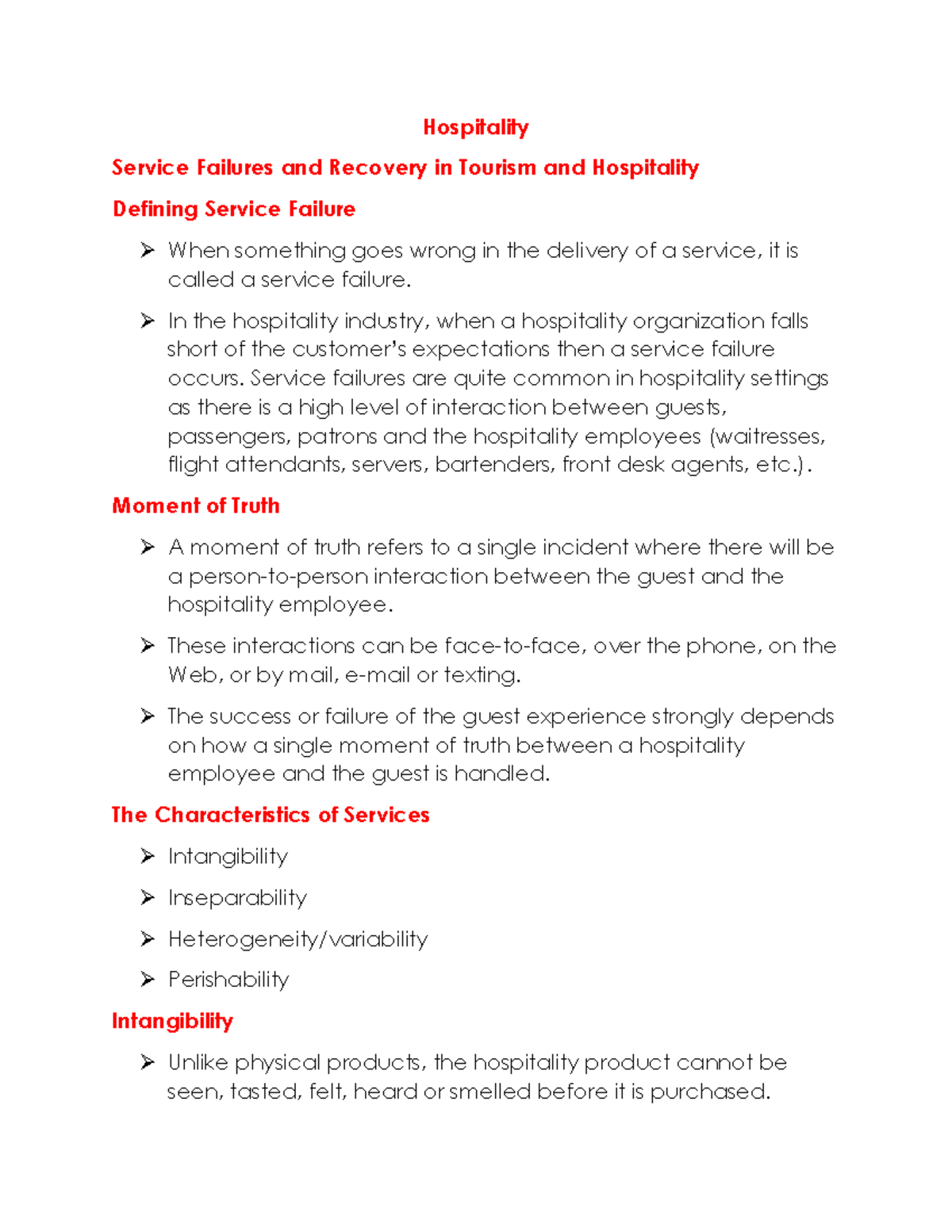Hospitality 3 - study guide - International Tourism and Hospitality ...