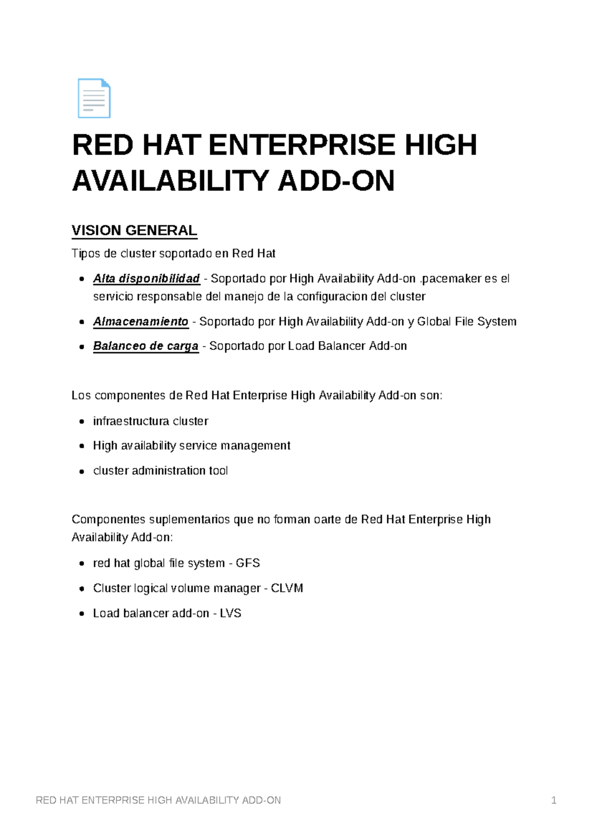 RED HAT Enterprise HIGH Availability ADD-ON - ² RED HAT ENTERPRISE HIGH ...