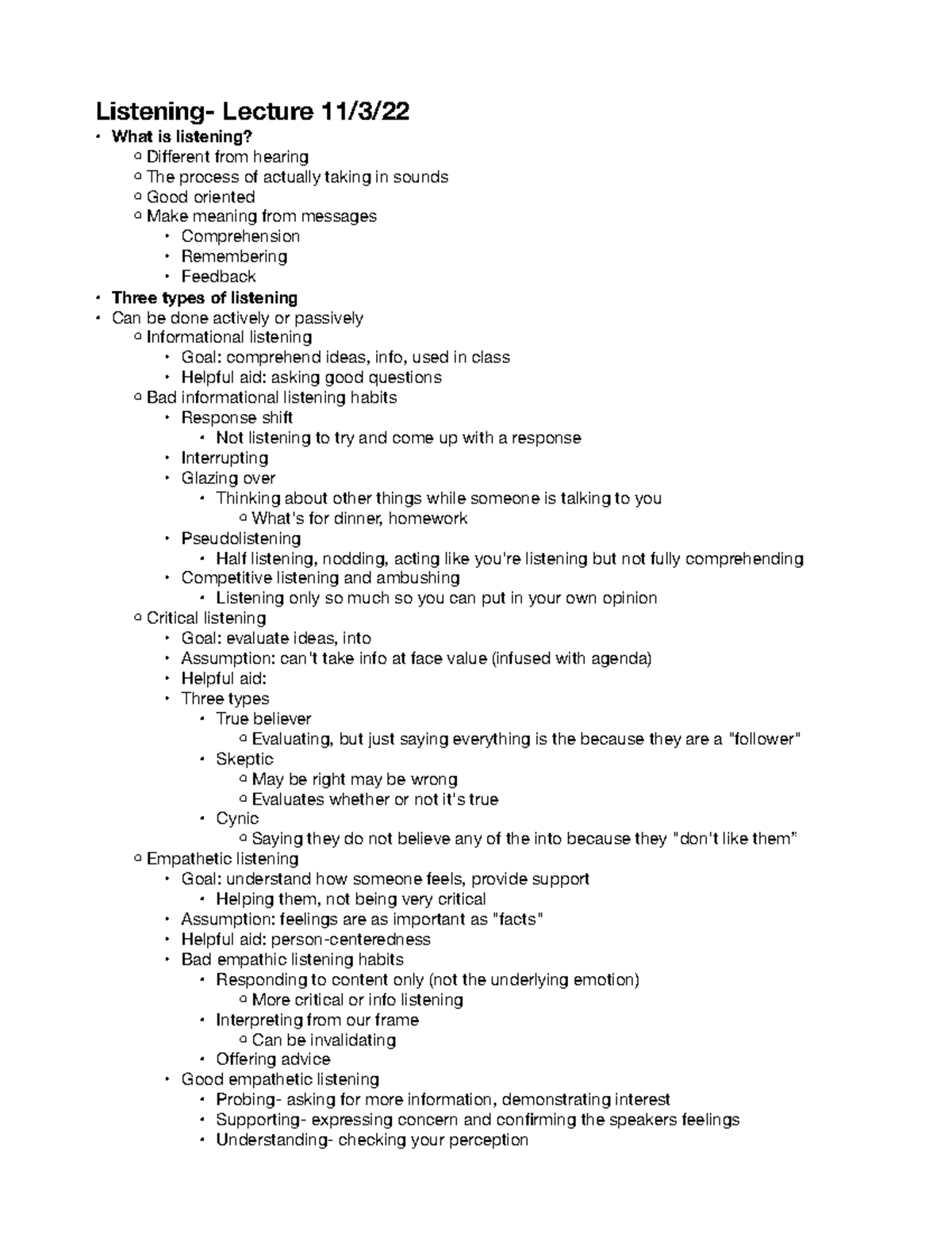 Note Nov 3, 2022 - Listening lecture - Listening- Lecture 11/3/ What is ...