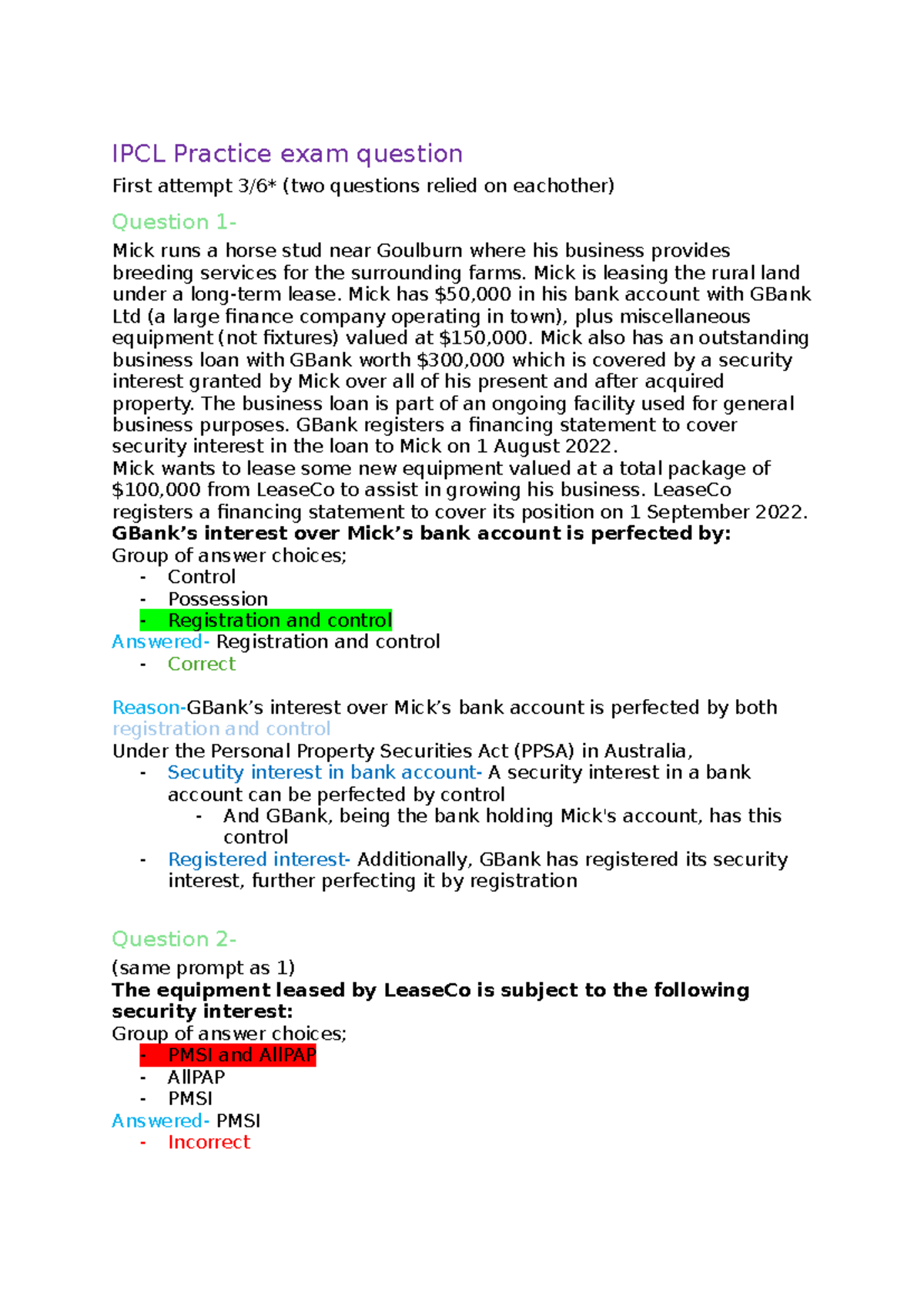 IPCL Practice questions and answer - IPCL Practice exam question First ...