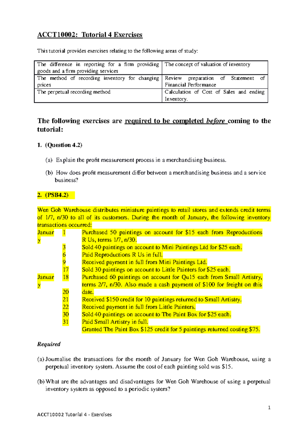 ACCT10002 Tutorial 4 Exercises Sem 2, 2019 - ACCT10002: Tutorial 4 Exercises This tutorial ...