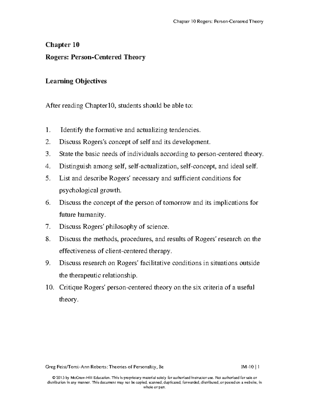 Feist 8e IM ch10- Rogers - Greg Feist/Tomi-Ann Roberts: Theories of ...