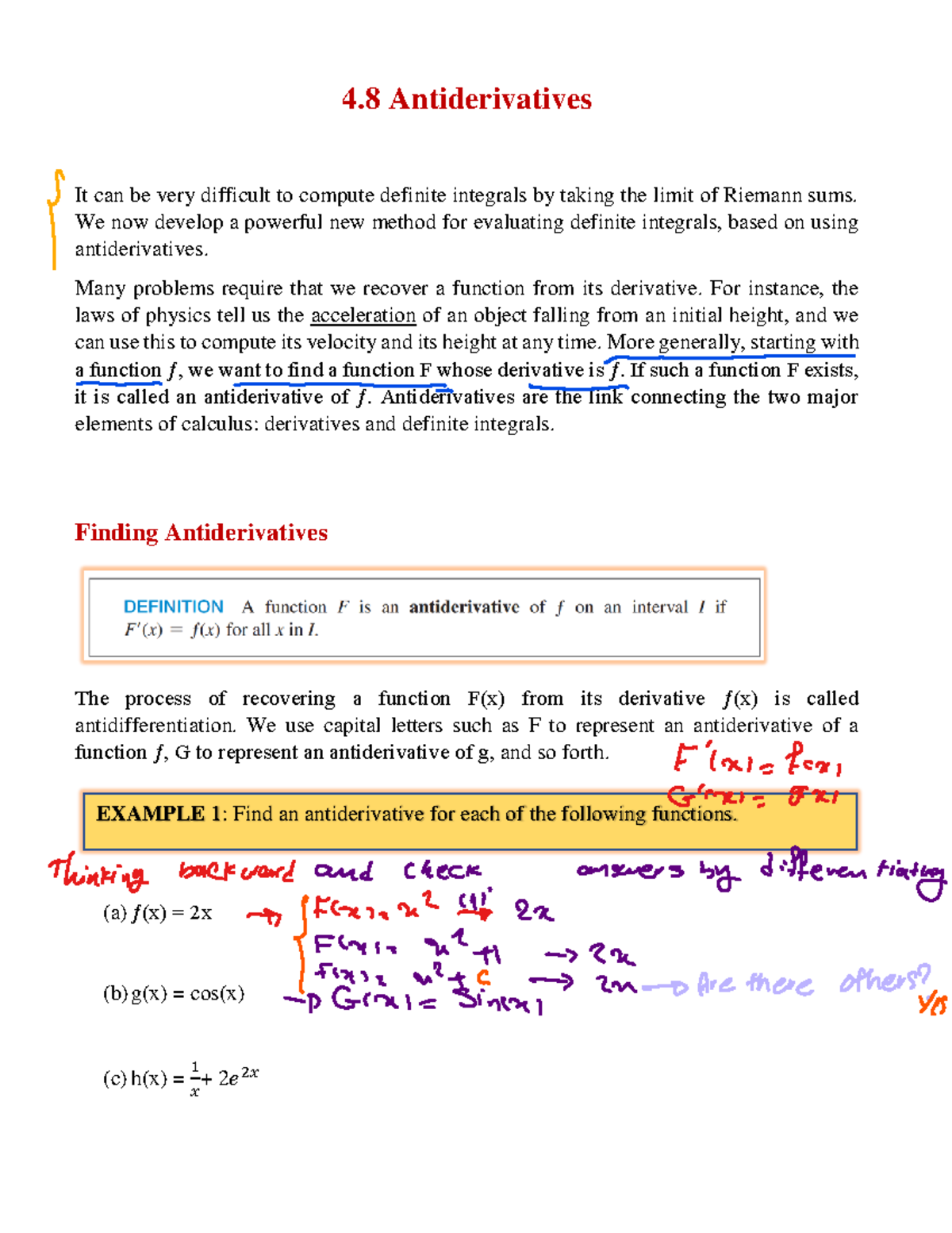 Session 3-sep 13 - 4 Antiderivatives It can be very difficult to ...