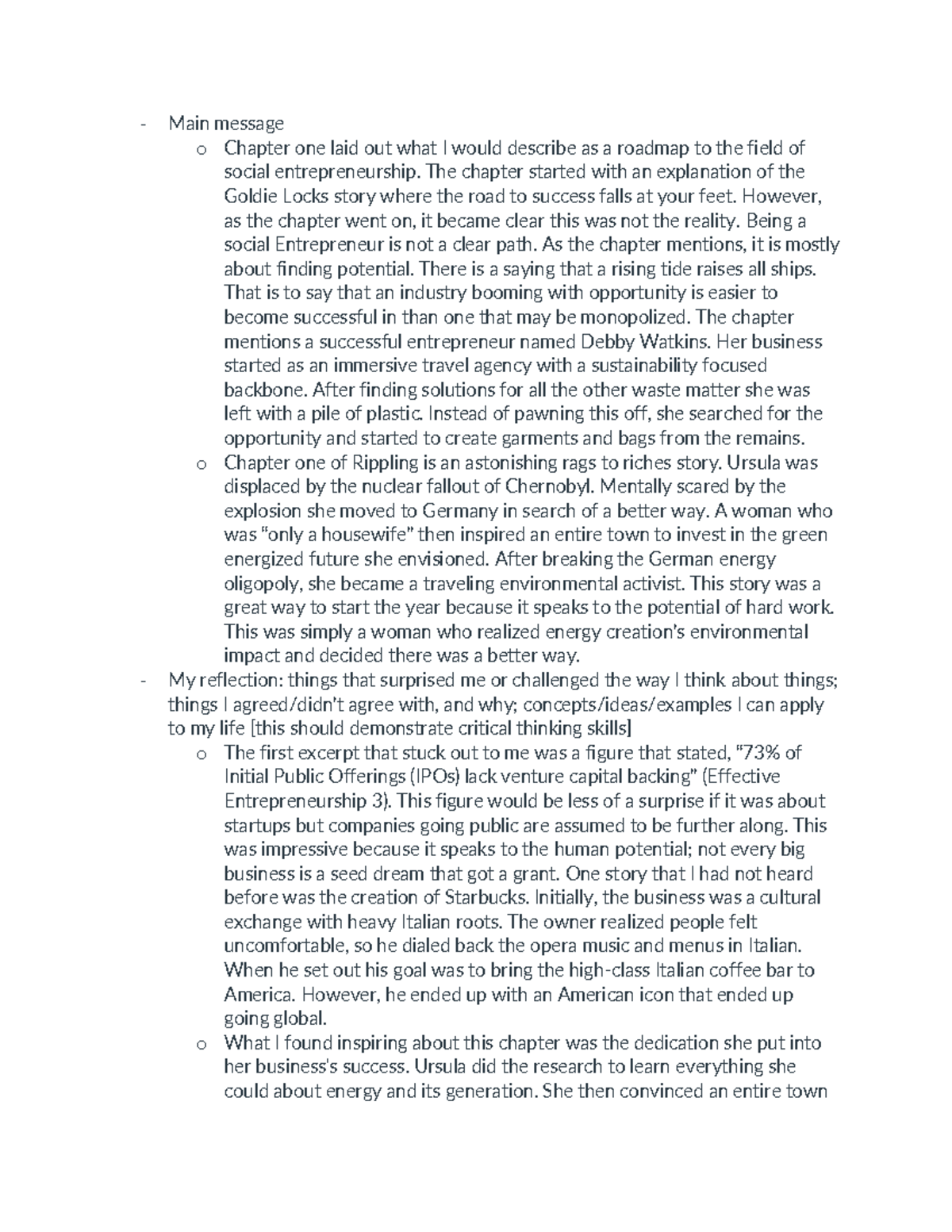 Reflection 3 - summary of SE 100 reading - Main message o Chapter one ...