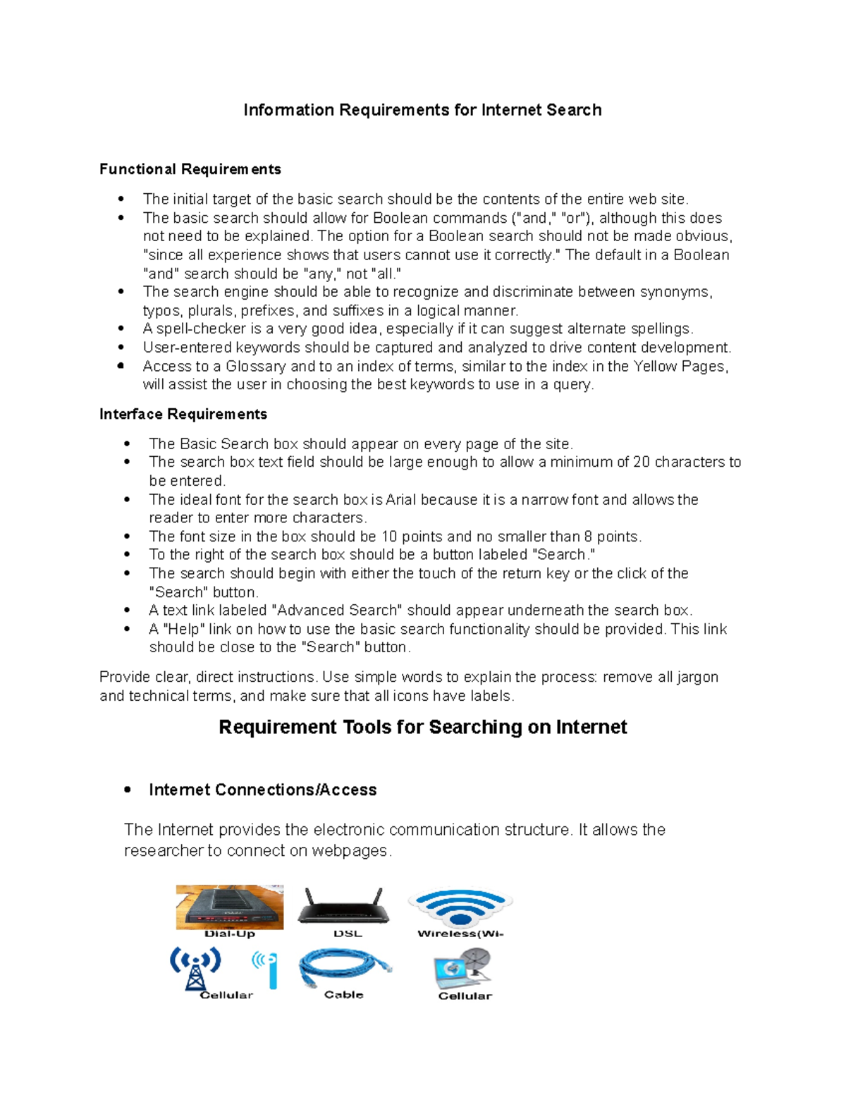 Information Requirements for Internet Search - Information Requirements ...