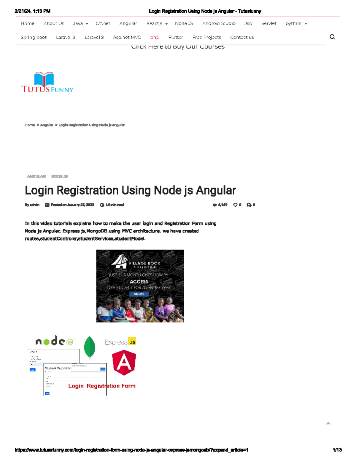 Registration And Login With MEAN - 1:13 PM Login Registration Using Node js Angular Tutusfunny ...
