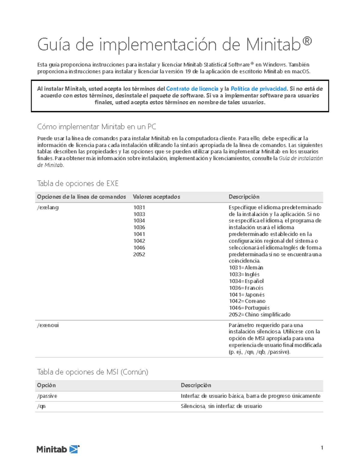 Minitab Deployment Guide es - Guía de implementación de Minitab ® Esta ...