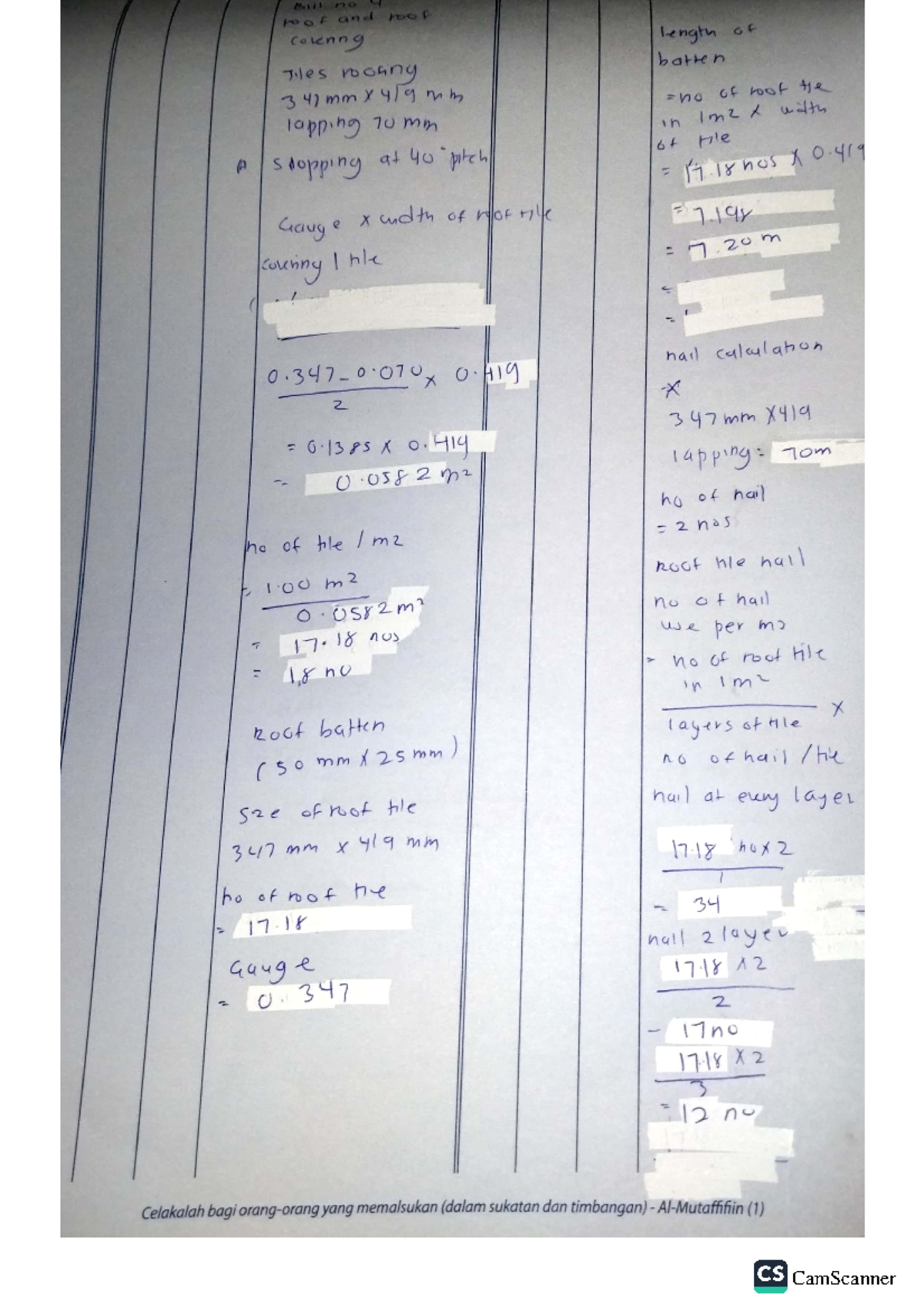 DQS258 A1.B.BUR-4G-NUR Athirah Sapie - Bill no roof and roof cokening ...