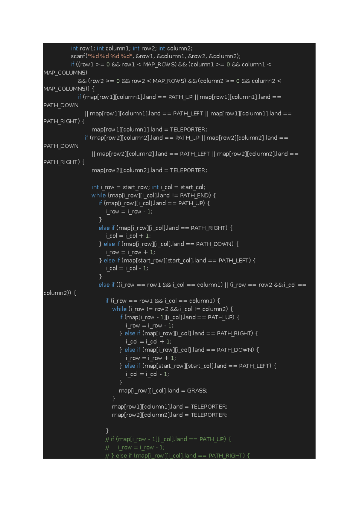 Random code - some of the code I did for this - int row1; int column1 ...