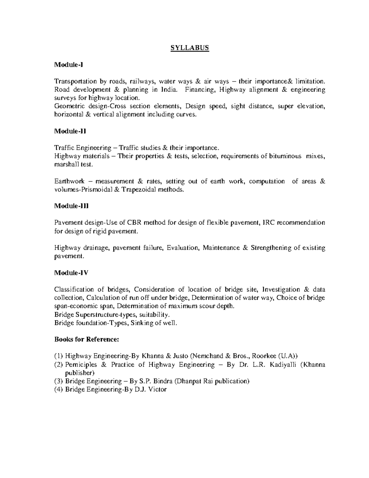 26. Transportation Engineering-1 - SYLLABUS Module-I Transportation by ...