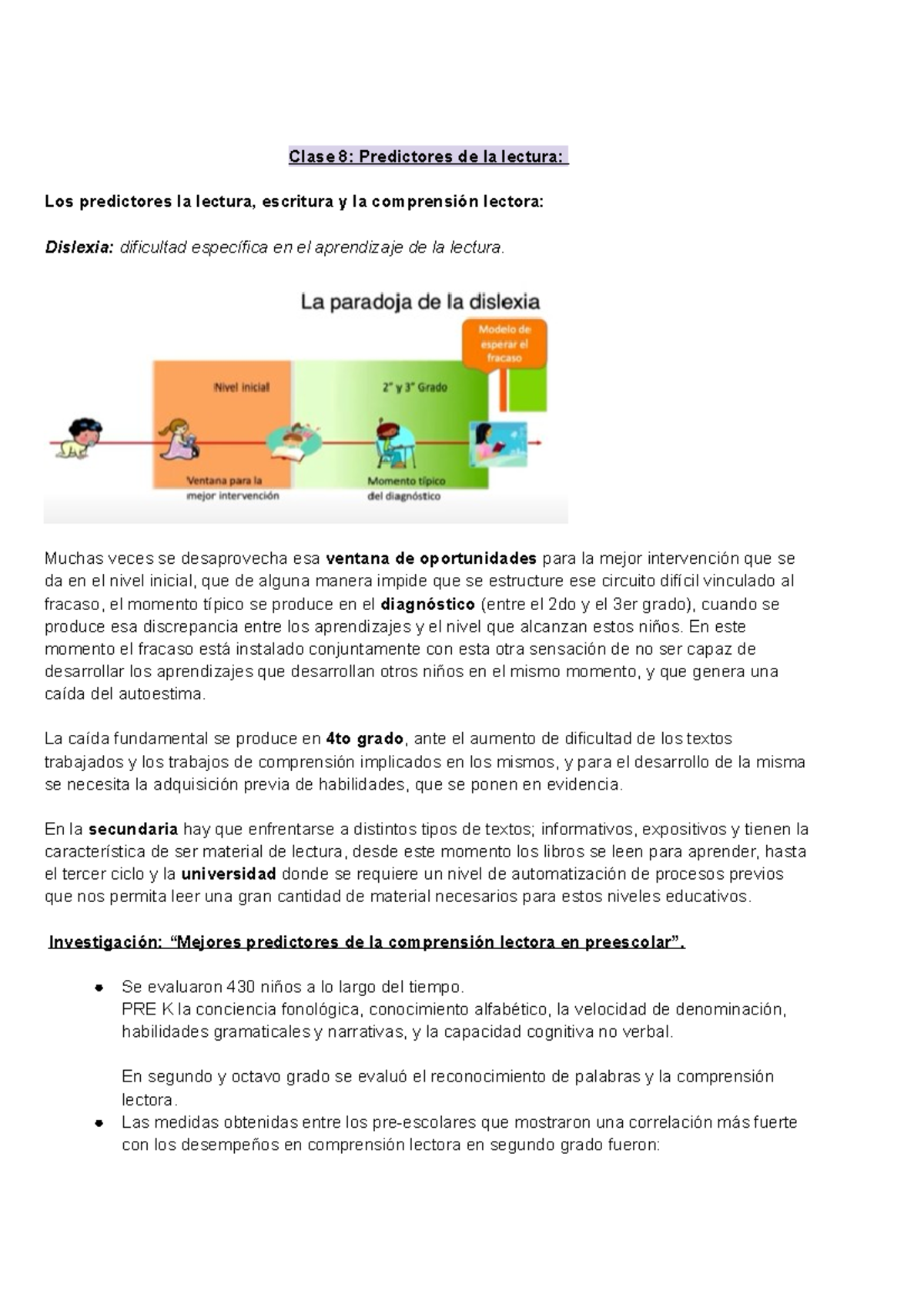 Clases y Resúmenes - Clase 8: Predictores de la lectura: Los ...