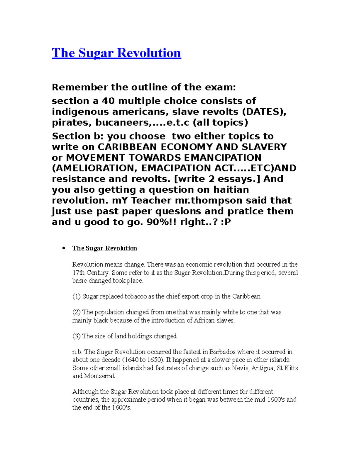 Idoc - bb vhgvu - The Sugar Revolution Remember the outline of the exam ...