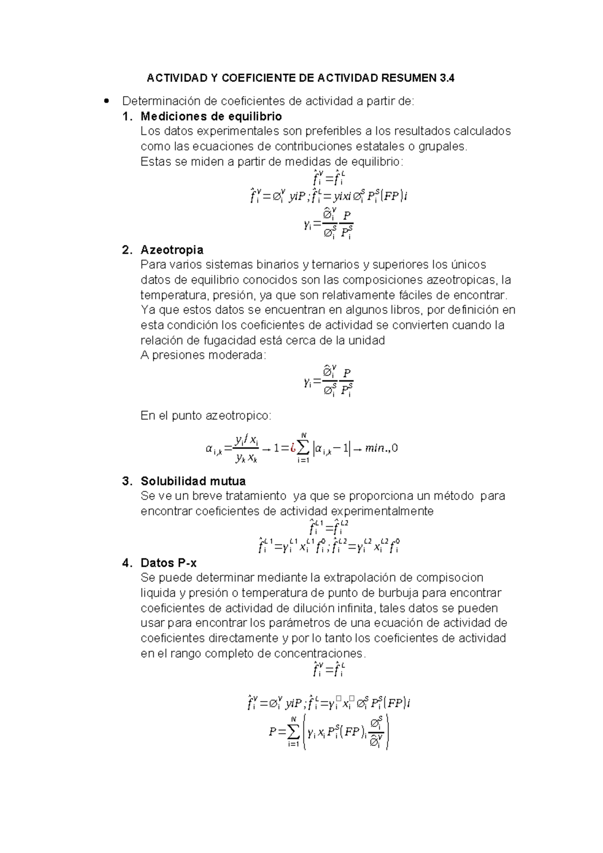 Actividad Y Coeficiente DE Actividad Resumen 3 - ACTIVIDAD Y ...