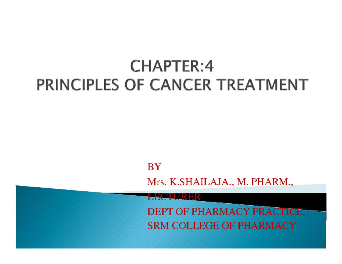 Principles OF Cancer Chemotherapy - BY Mrs. K., M. PHARM., LECTURER ...