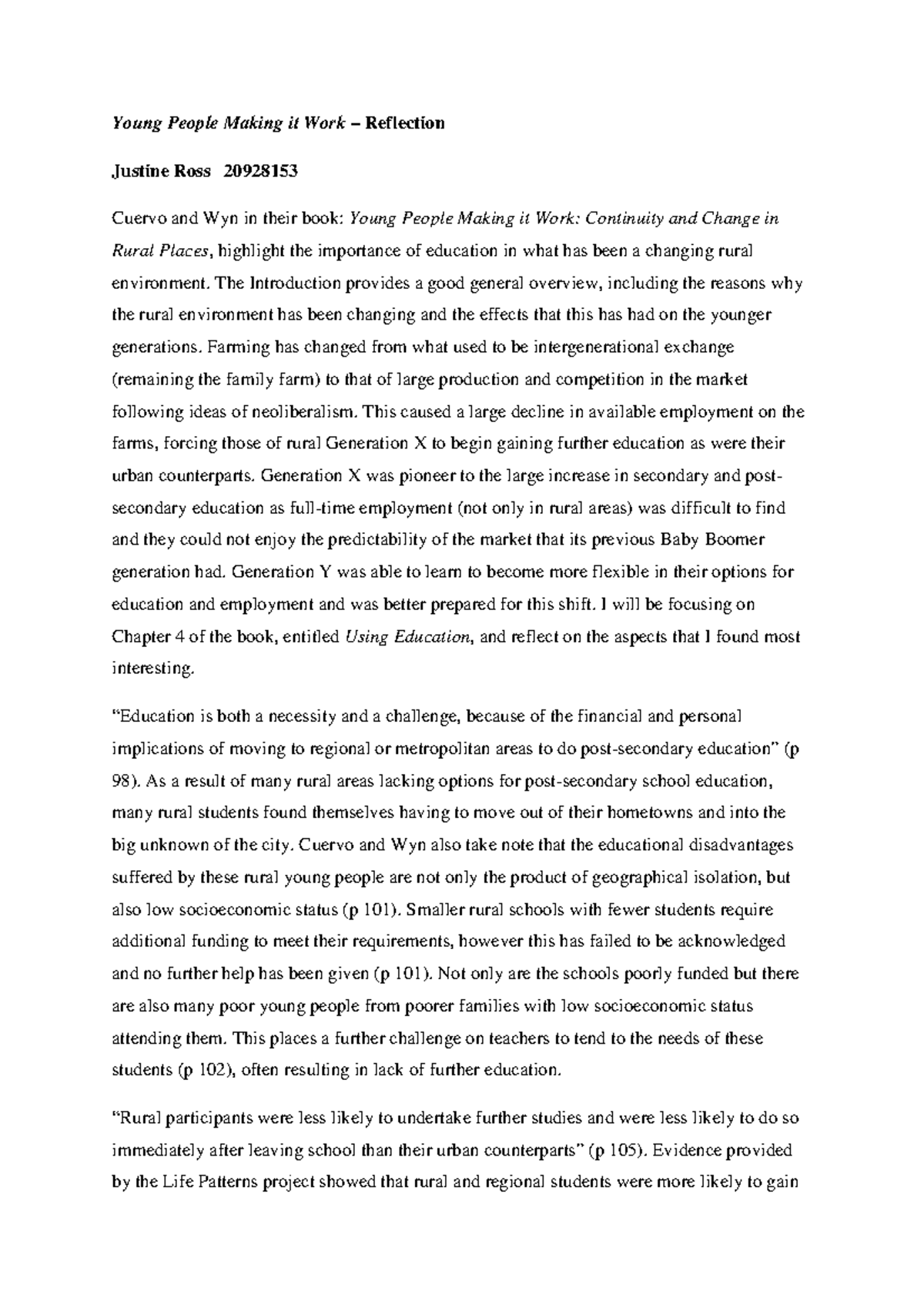 Essay "Book review for major textbook of the unit, Lecturer: Martin ...