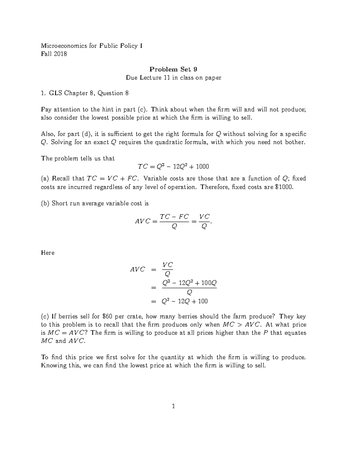Lecture 10 2018 1108 answers - Microeconomics for Public Policy I Fall ...