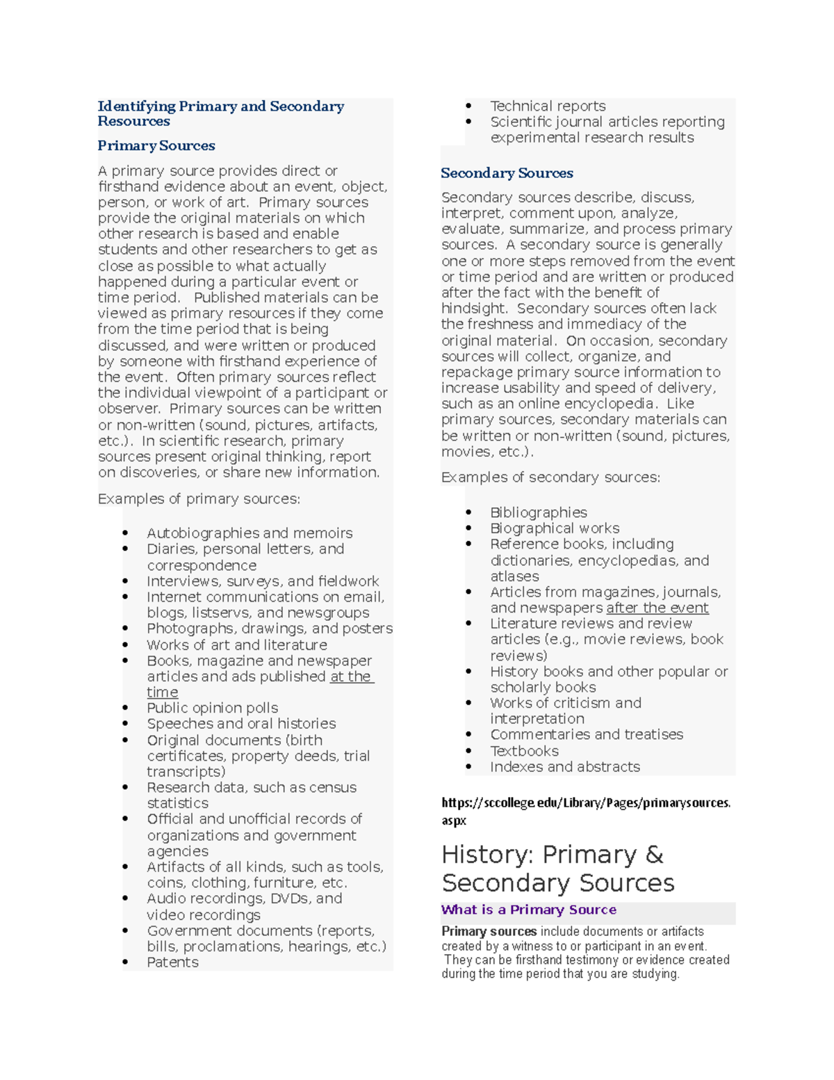 Primary and Secondary Resources - Identifying Primary and Secondary ...