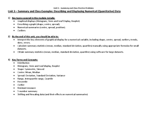 Unit 4 (Module 2-1) - Class Practice Problems - Unit 4 – Summary and Class Examples: Describing ...