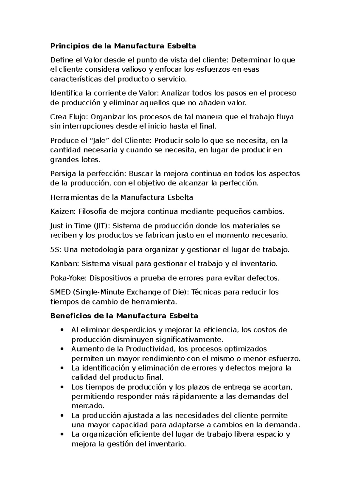 Principios de la Manufactura Esbelta - Identifica la corriente de Valor: Analizar todos los ...