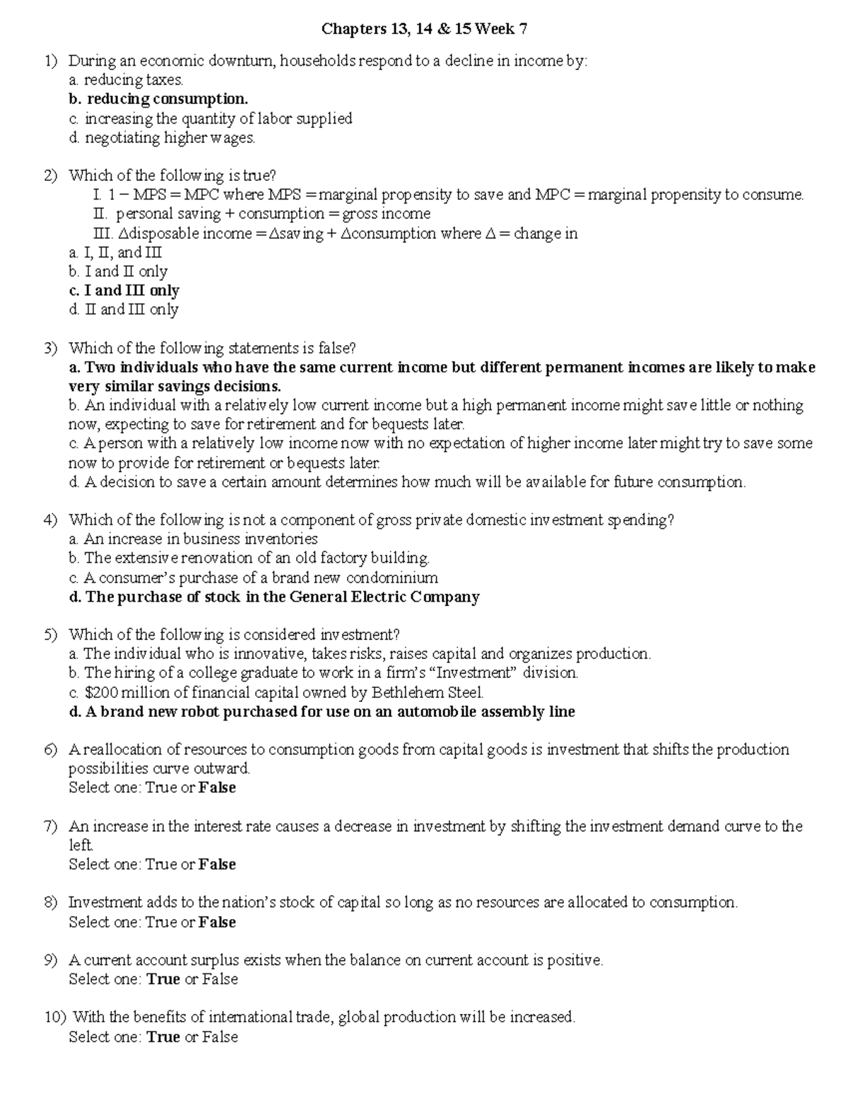 Chpt. 13-15 guide - To help students study - Chapters 13, 14 & 15 Week ...