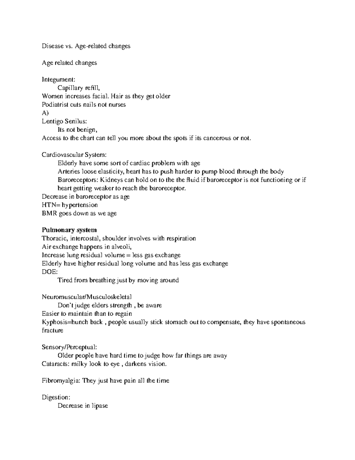 The Effects of Aging - Lecture notes 2 - Disease vs. Age-related ...