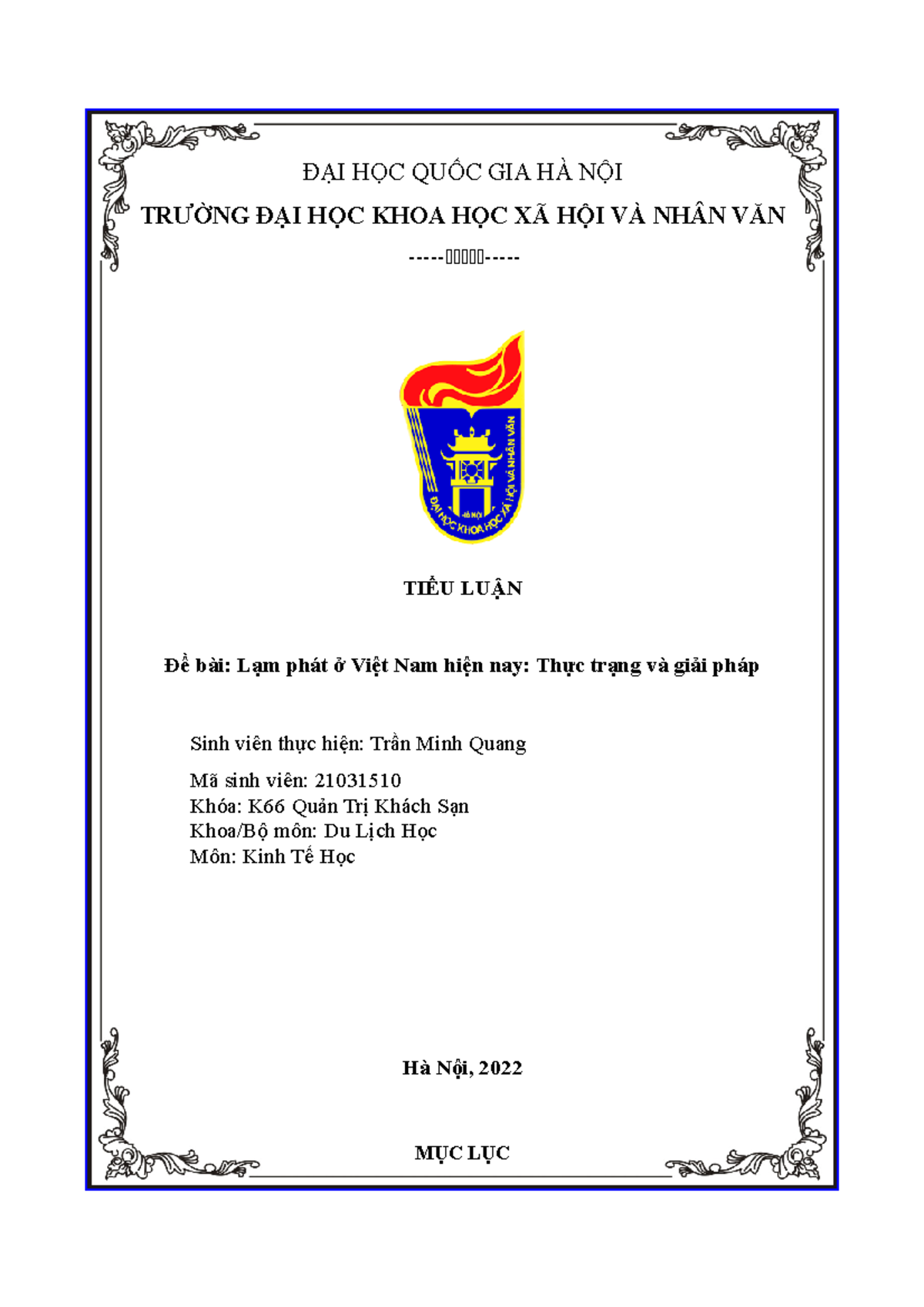 LẠM PHÁT - USSH - Kinh tế vi mô - ĐẠI HỌC QUỐC GIA HÀ NỘI TRƯỜNG ĐẠI ...