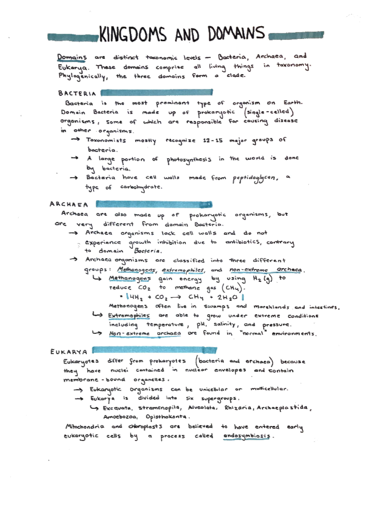 Kingdoms and Domains Basic Summary - LIFE 103 - Studocu