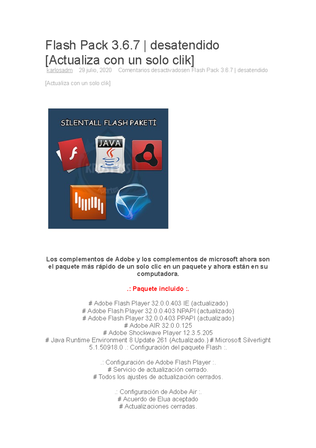 Flash Pack 3.6.7 desatendido [Actualiza con un solo clik] - Flash Pack ...