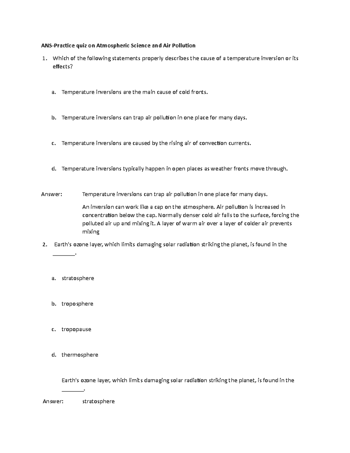 Send Ans Quiz on Atmosphere and Pollution - ANS-Practice quiz on ...