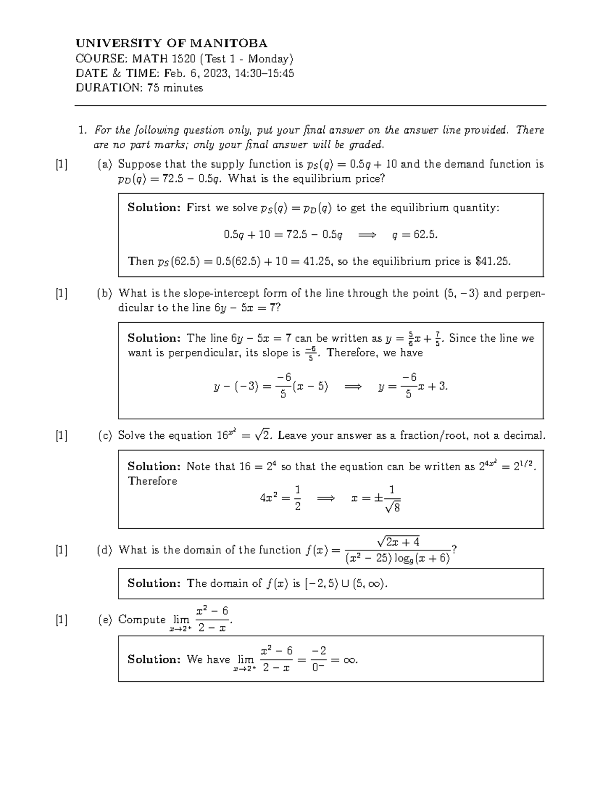 Test 1 (Monday) - Test 1 practice - COURSE: MATH 1520 (Test 1 - Monday ...