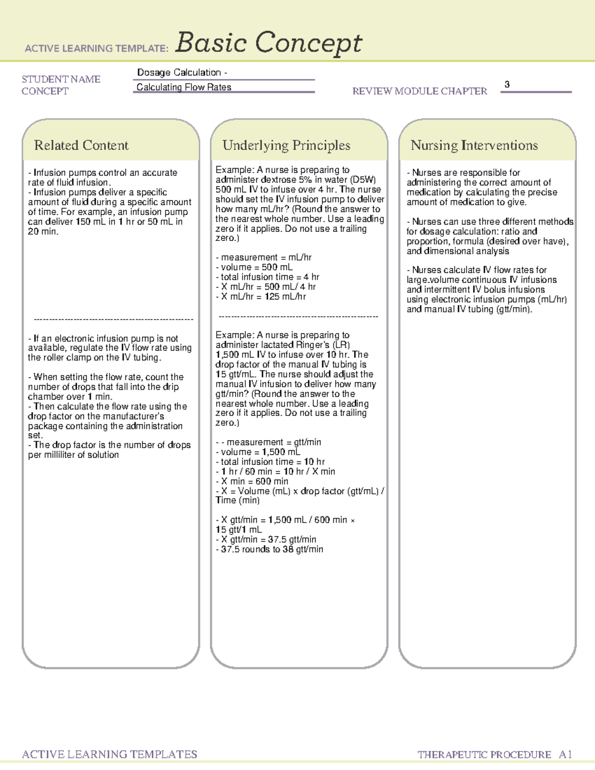 Basic Concept Form Dosage Calculation Calculating FLOW Rates Ch 3