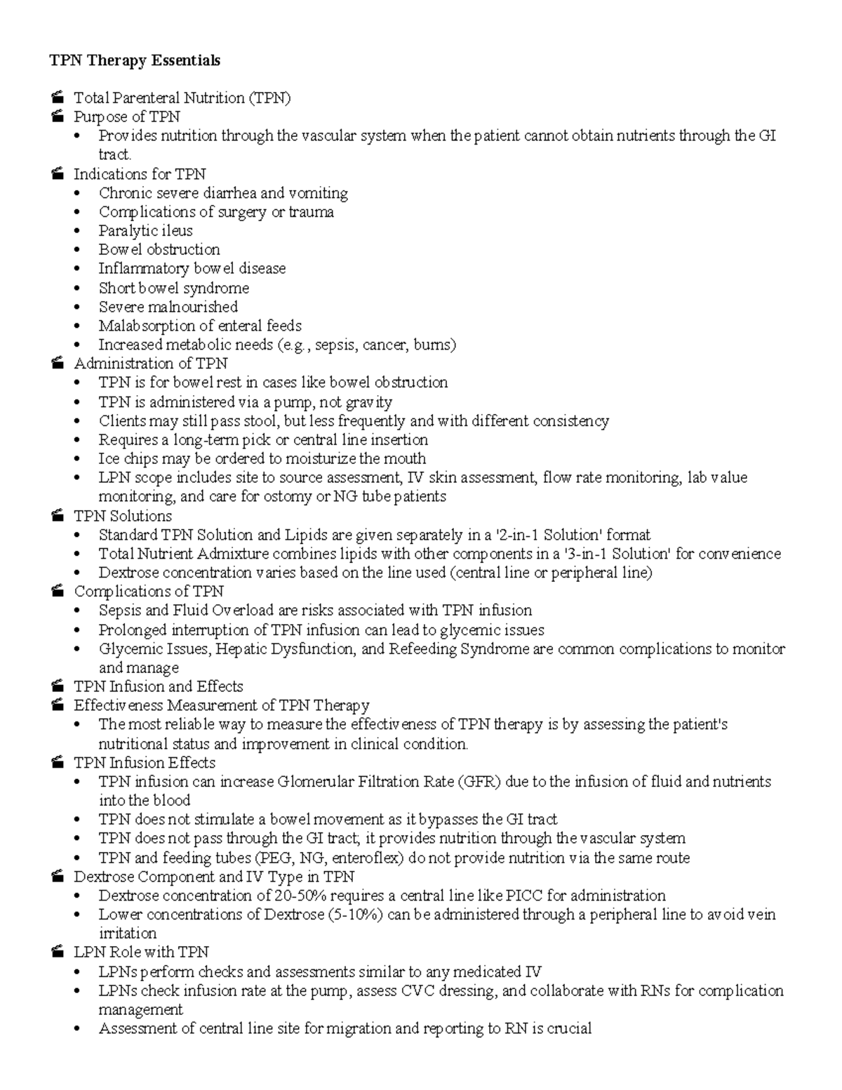 TPN Therapy Essentials - Indications for TPN Chronic severe diarrhea ...
