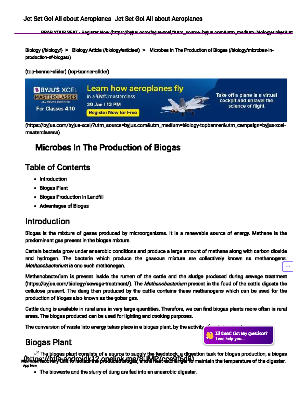 Byjus - biogas description - Msc biotech - Studocu