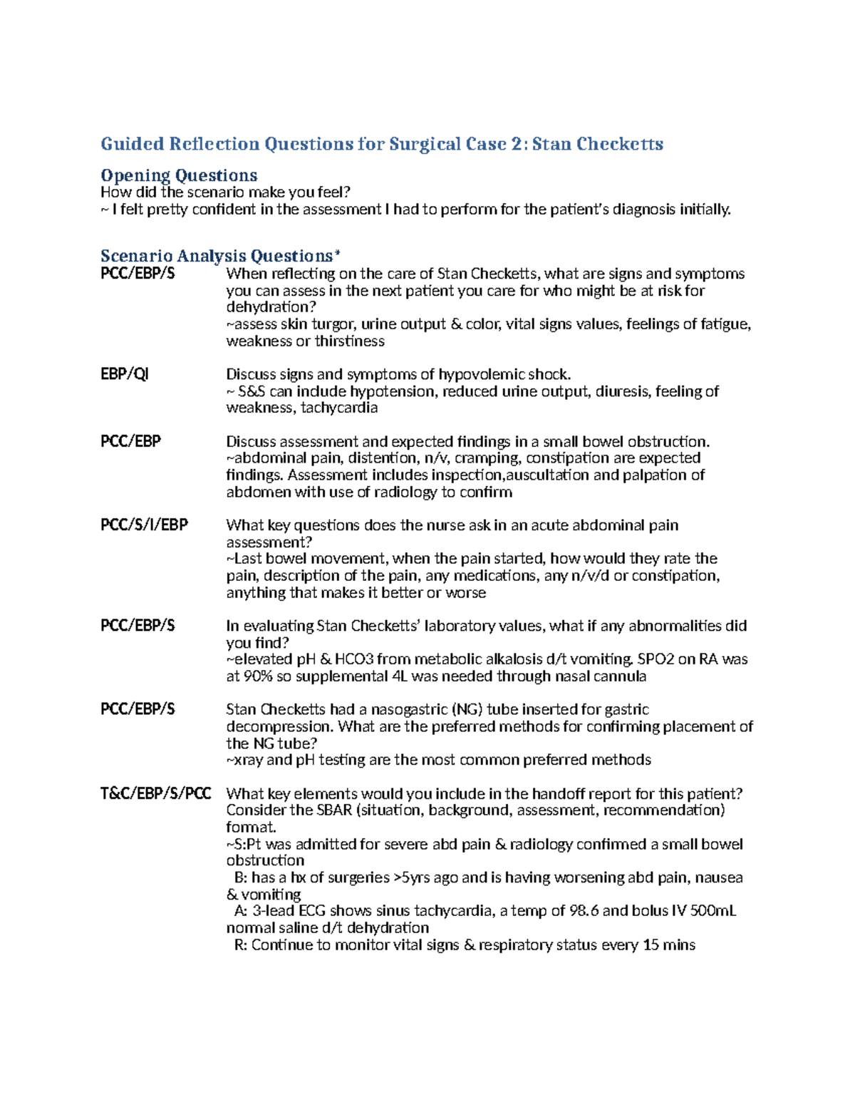 VSIM Debrief questions Stan Checketts - Guided Reflection Questions for ...
