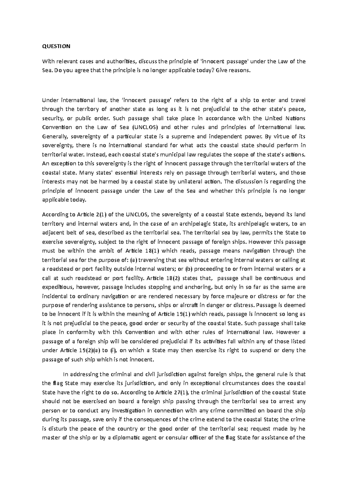 LAW583 - QUESTION With relevant cases and authoriies, discuss the ...